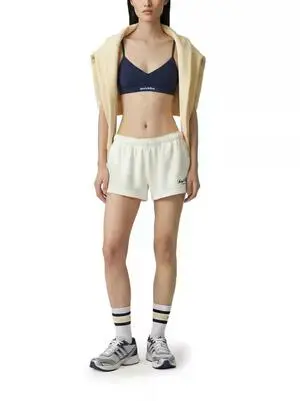 SPORTY & RICH Ecru Jersey Logo Shorts