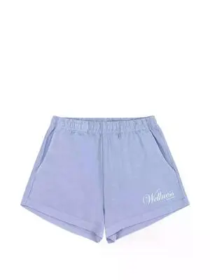 SPORTY & RICH Logo Print Elasticated Waist Shorts - Blue