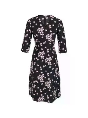 Marni V-neck Floral Print Jacquard Dress - Black