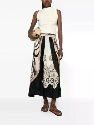 La DoubleJ Floral Print Midi Skirt