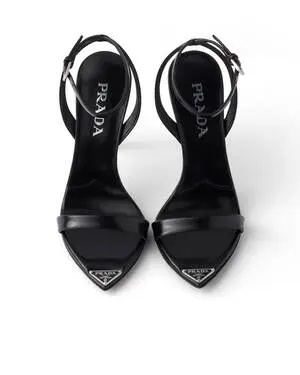 Prada Brushed Leather Sandals - Black