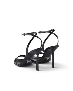Prada Brushed Leather Sandals - Black