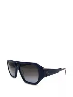 Mcm Navigator Frame Logo Plaque Sunglasses - Blue