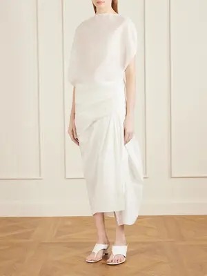 Khaite Poppi Cotton And Silk-blend Blouse - Neutrals