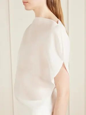 Khaite Poppi Cotton And Silk-blend Blouse - Neutrals