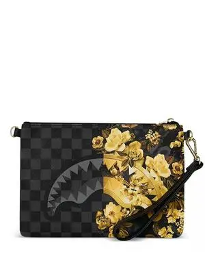 SPRAYGROUND Floral Print Checkered Clutch Bag - Black