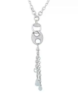 Gucci 18k White Gold Diamond Horsebit Necklace
