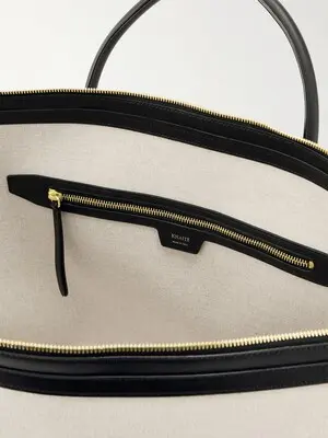 Khaite Kasia Medium Canvas And Leather Trimmed Tote