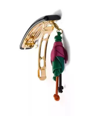 Prada Enameled Metal Triangle Logo Hair Clip