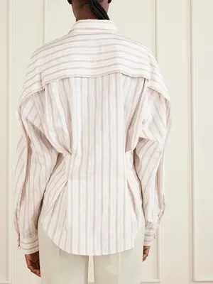 Calvin Klein Amari Pinstriped Cotton And Silk-blend Shirt