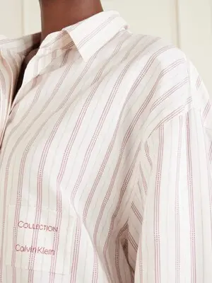 Calvin Klein Amari Pinstriped Cotton And Silk-blend Shirt