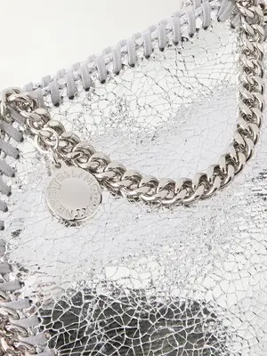 Stella McCartney Falabella Tiny Crinkled Metallic Shoulder Bag - Silver