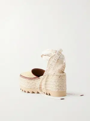 Stella McCartney Gaia Raffia Espadrille Platform Wedges