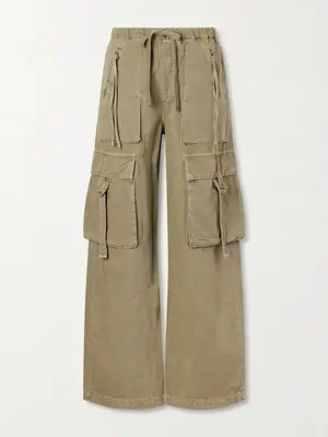 Citizens Of Humanity Andira Cotton And Linen Wide-leg Cargo Pants - Green