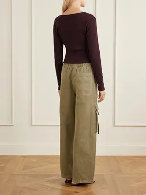 Citizens Of Humanity Andira Cotton And Linen Wide-leg Cargo Pants - Green