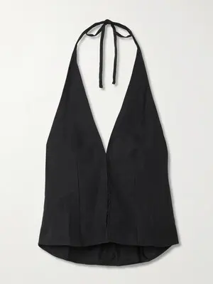 DEIJI STUDIOS Linen Halterneck Top - Black