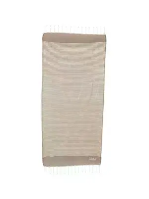 MC2 SAINT BARTH Foutas Striped Fringed Beach Towel - Brown