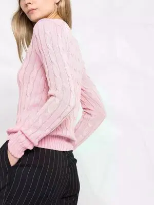 Polo Ralph Lauren Cable Knit V-neck Jumper - Pink