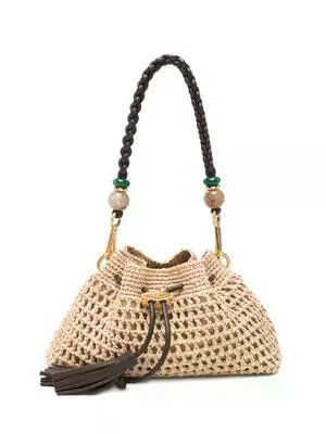 JIMMY CHOO Small Tote Bag With Tassel Detail - Brown