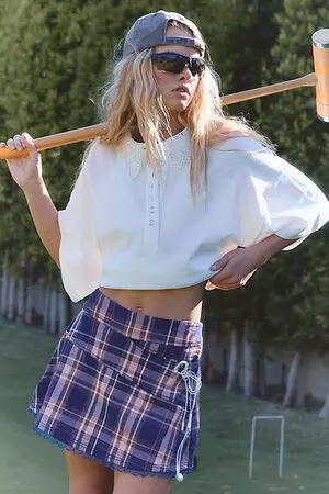 Free People Plaid Skort With Lace Trim And Bow Detail - Midnight Navy Plaid Combo
