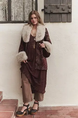 Free People Voile And Lace Midi Slip Dress - Brown Combo