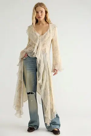NIGEL PRESTON Long Bed Jacket - Cream