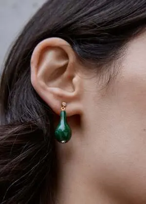 TOTEME Sculptural Jade Drop Earrings With Crystal Detail