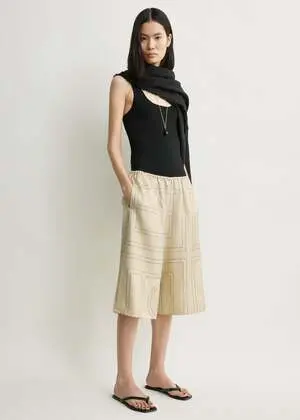 TOTEME Monogram Silk Pj Culottes - Beige