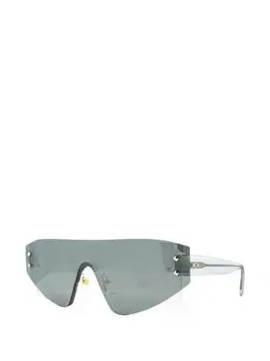Mcm Shield-frame Stud-embellished Sunglasses - Grey