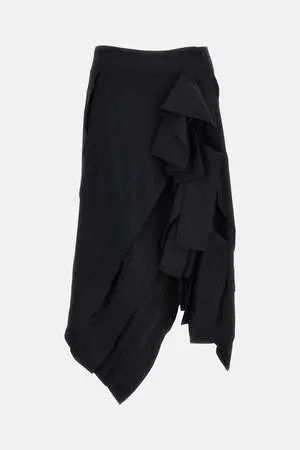 Bottega Veneta Fresco Wool Midi Skirt - Black