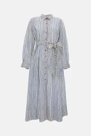 Pero Striped Long Sleeve Shirt Dress - Multicolor