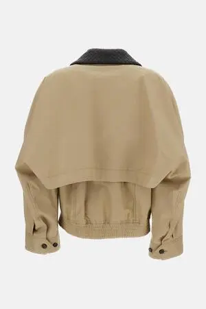 Bottega Veneta Cotton Jacket With Leather Collar - Beige