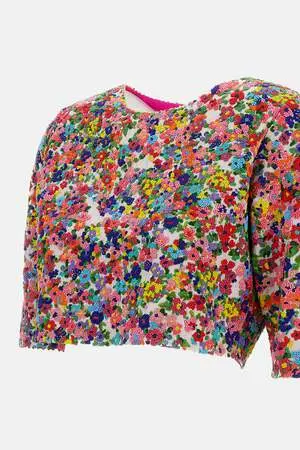 Pero Embroidered Floral Beaded Cropped Top