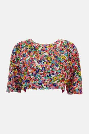 PERO Péro Embroidered Floral Beaded Cropped Top