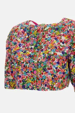 Pero Embroidered Floral Beaded Cropped Top