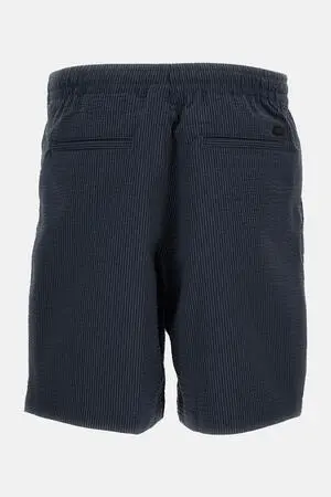 Lacoste Cotton Seersucker Striped Relaxed Fit Shorts - Black
