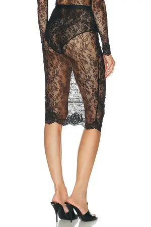 Valentino Garavani Lace Jersey Skirt - Nero