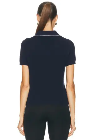 Versace Short Sleeve Polo Top - Navy