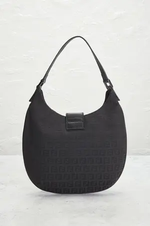 Fendi Zucchino Hobo Bag - Black
