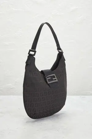 Fendi Zucchino Hobo Bag - Black