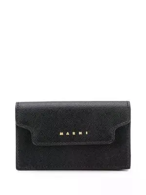 Marni Logo-print Leather Card Case - Black