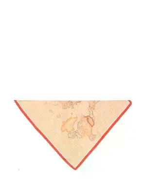 ALVIERO MARTINI 1° CLASSE Geo Map-print Silk Scarf - Neutrals