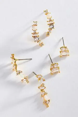 Anthropologie Mixed Stone Earring Set - Clear/opal