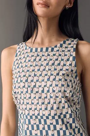 Maeve Cotton Blend Sequin Embellished Shift Dress