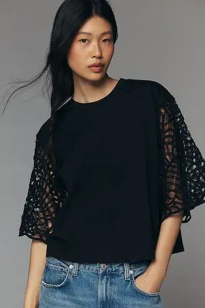 Sanctuary Crochet Sleeve T-shirt