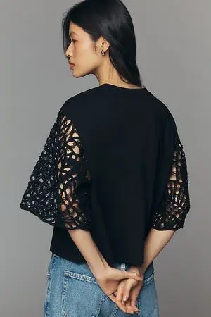Sanctuary Crochet Sleeve T-shirt