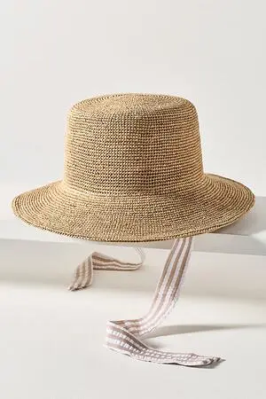 WYETH Crochet Raffia Bucket Hat - Neutral