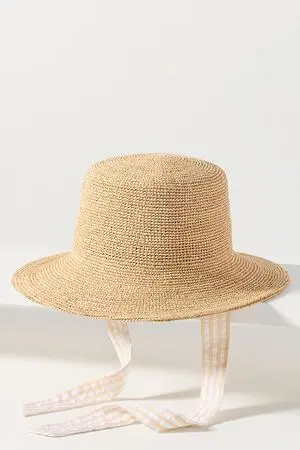 WYETH Crochet Raffia Bucket Hat - Yellow