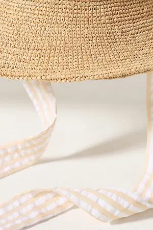 WYETH Crochet Raffia Bucket Hat - Yellow