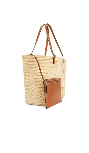 Tory Burch Ella Structured Straw Large Tote - Neutral